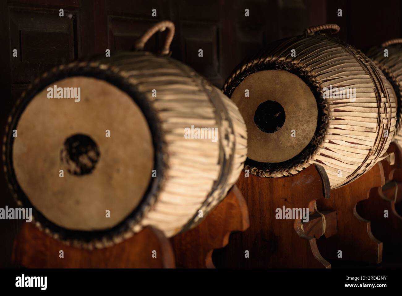 Southeast Asian musical instruments are housed in a wooden house Stock ...