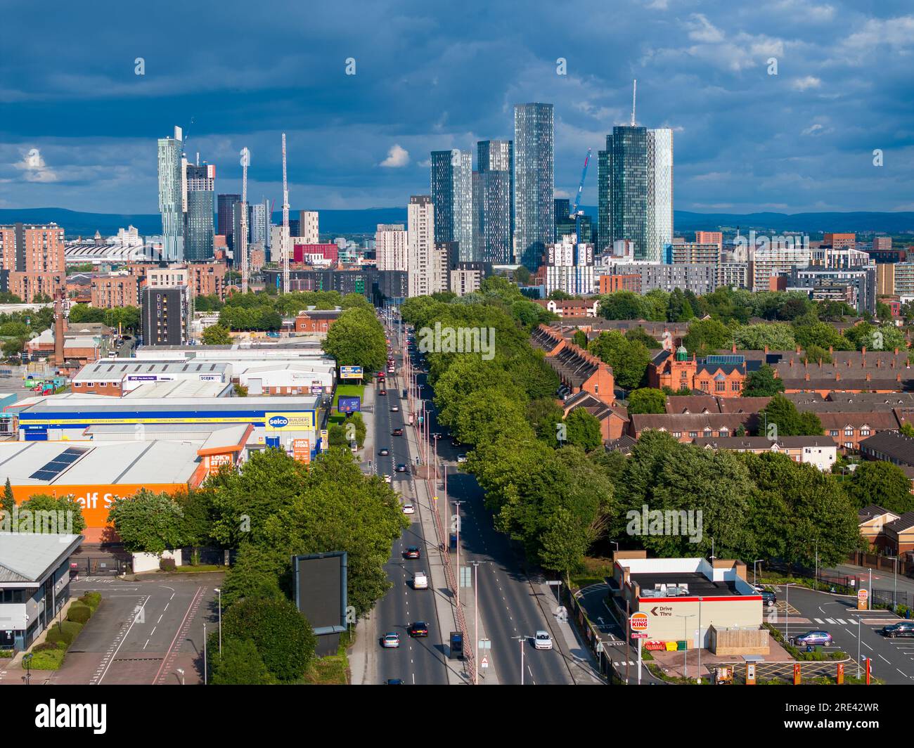 Manchester skyline panorama with cloudy sky Stock Photo - Alamy