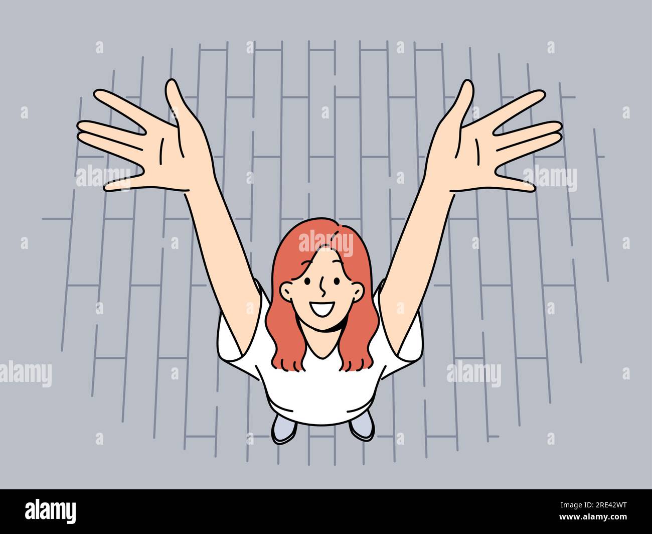 Woman raises hands on street hi-res stock photography and images - Alamy