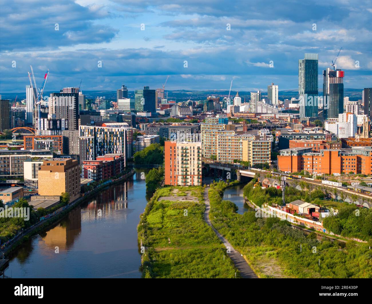 Manchester skyline panorama with cloudy sky Stock Photo - Alamy