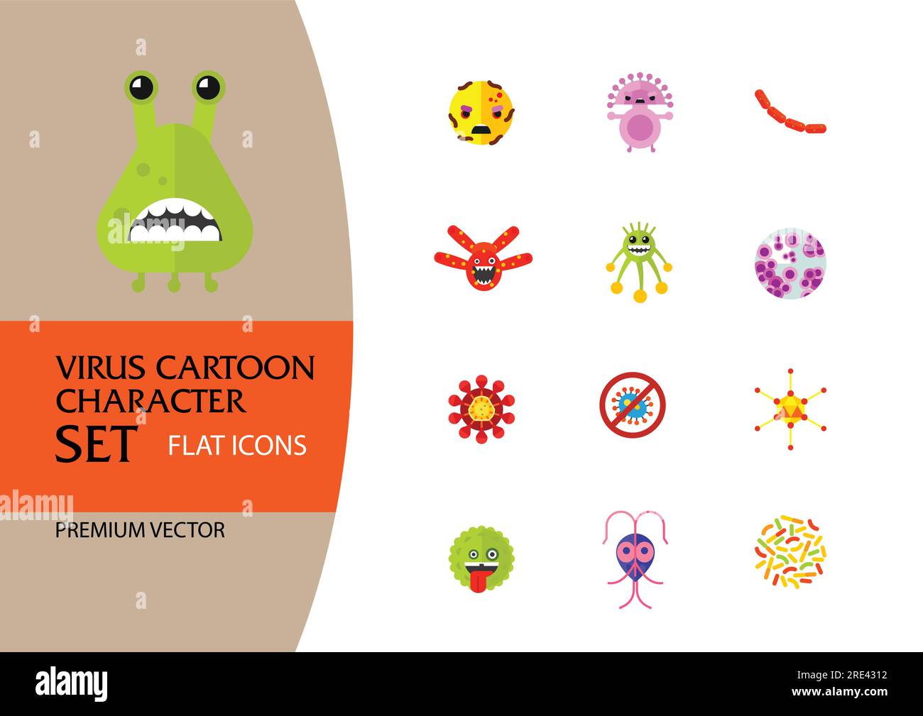 Virus Cartoon Character Icons Set Stock Vector Image & Art - Alamy