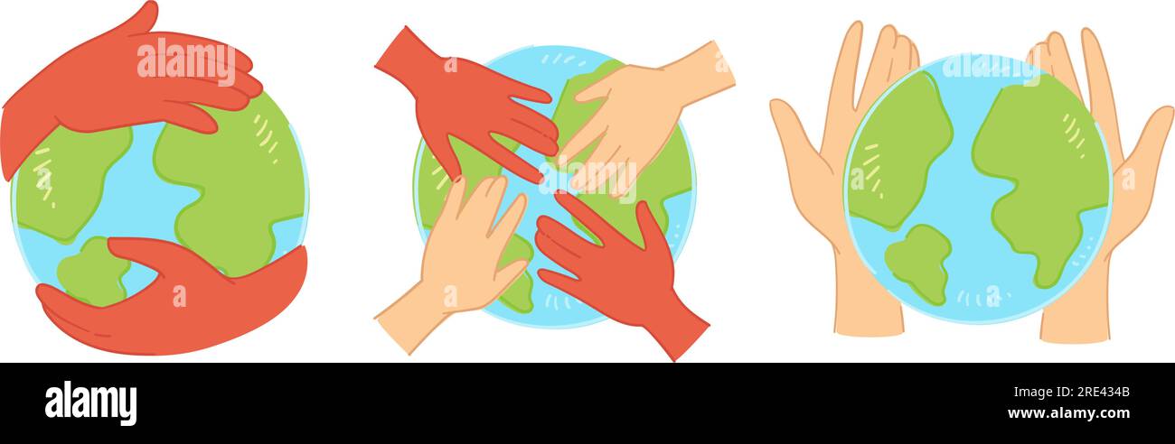 Saving and protecting mother earth, isolated globe with hands of ...