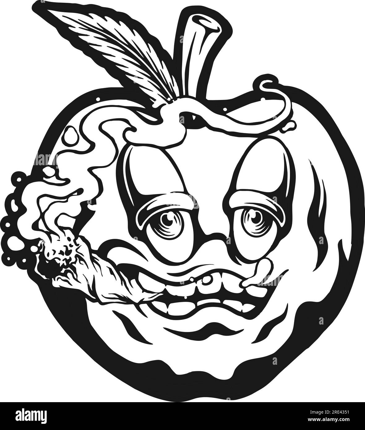 Sweet smoky cute cherry with smoking cannabis silhouette vector ...