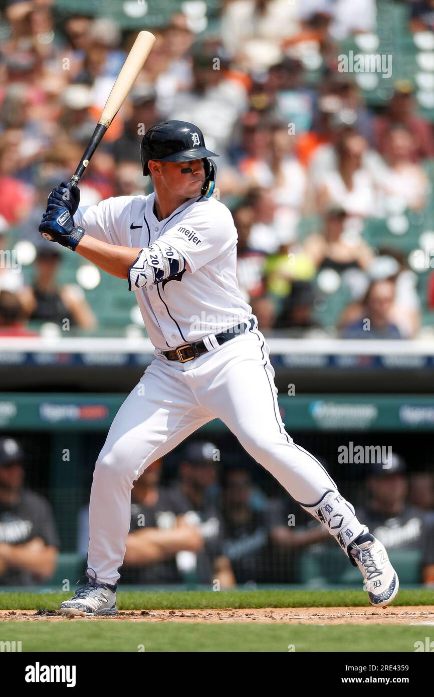 Detroit Tigers first baseman Spencer Torkelson (20) waits for the pitch ...