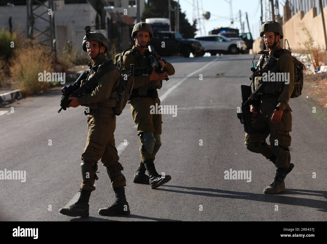 Nablus, Palestinian Territories. 25th July, 2023. Israeli soldiers ...