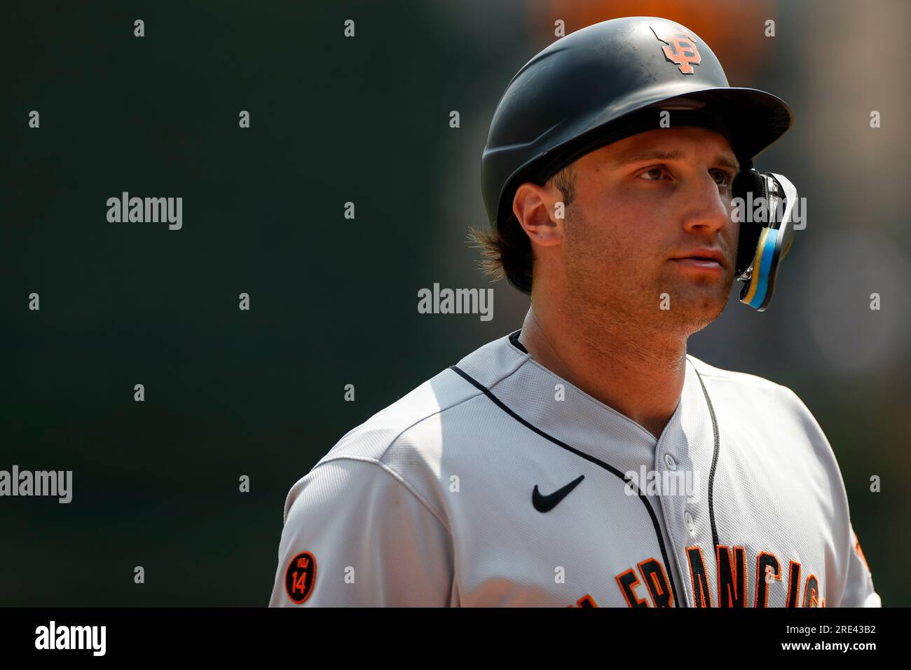 San Francisco Giants shortstop Casey Schmitt (6) reacts after a strike ...