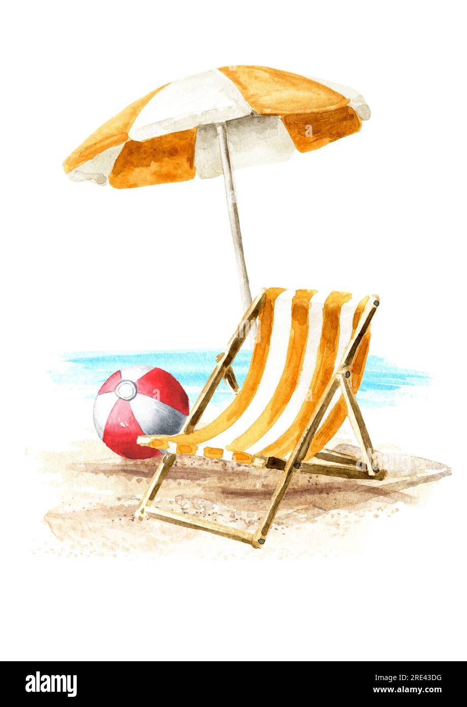 Beach chair on the sand near the sea. Summer vacation concept. Hand ...