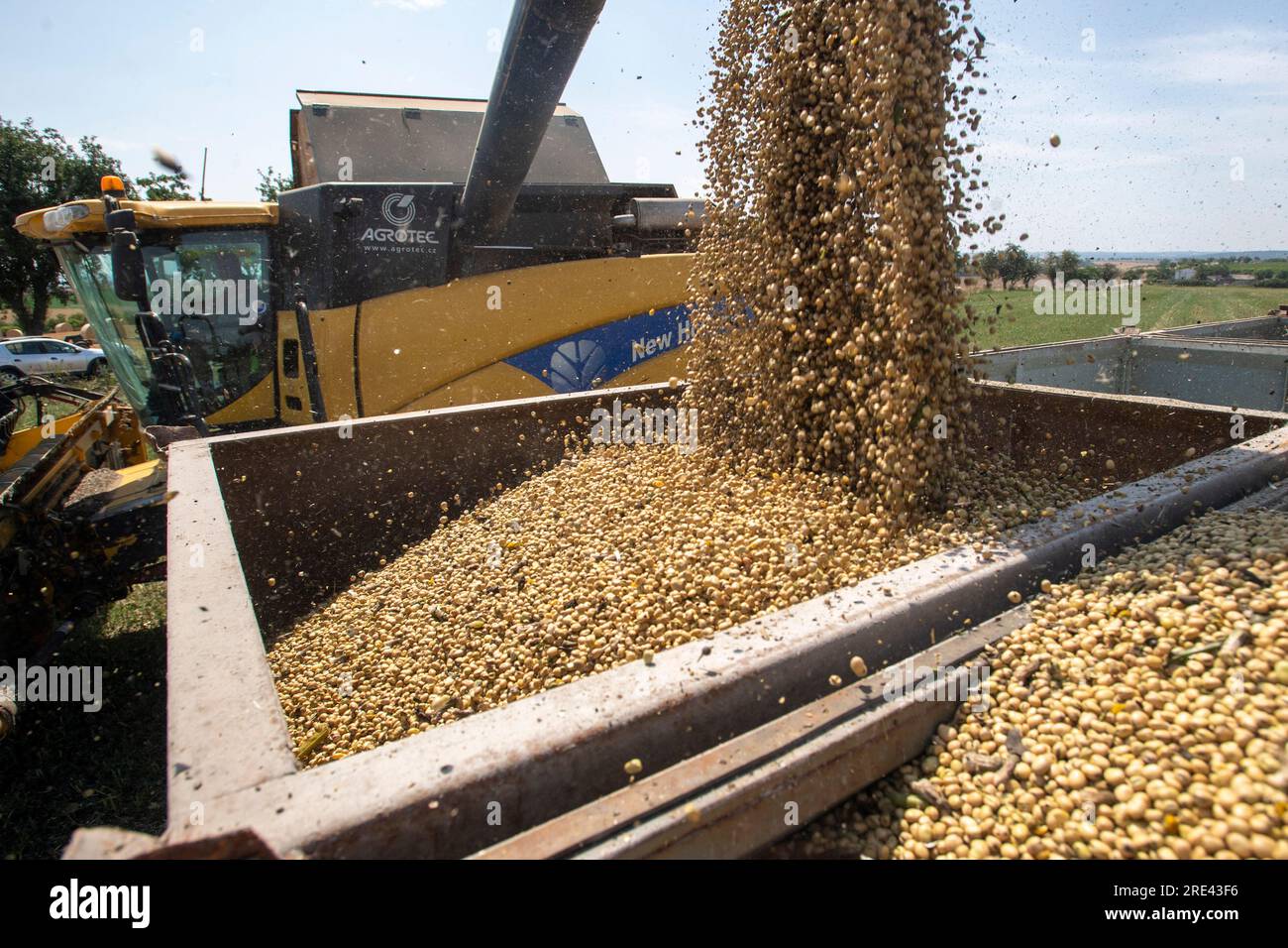 Pardubice, Czech Republic. 24th July, 2023. A combine harvester ...
