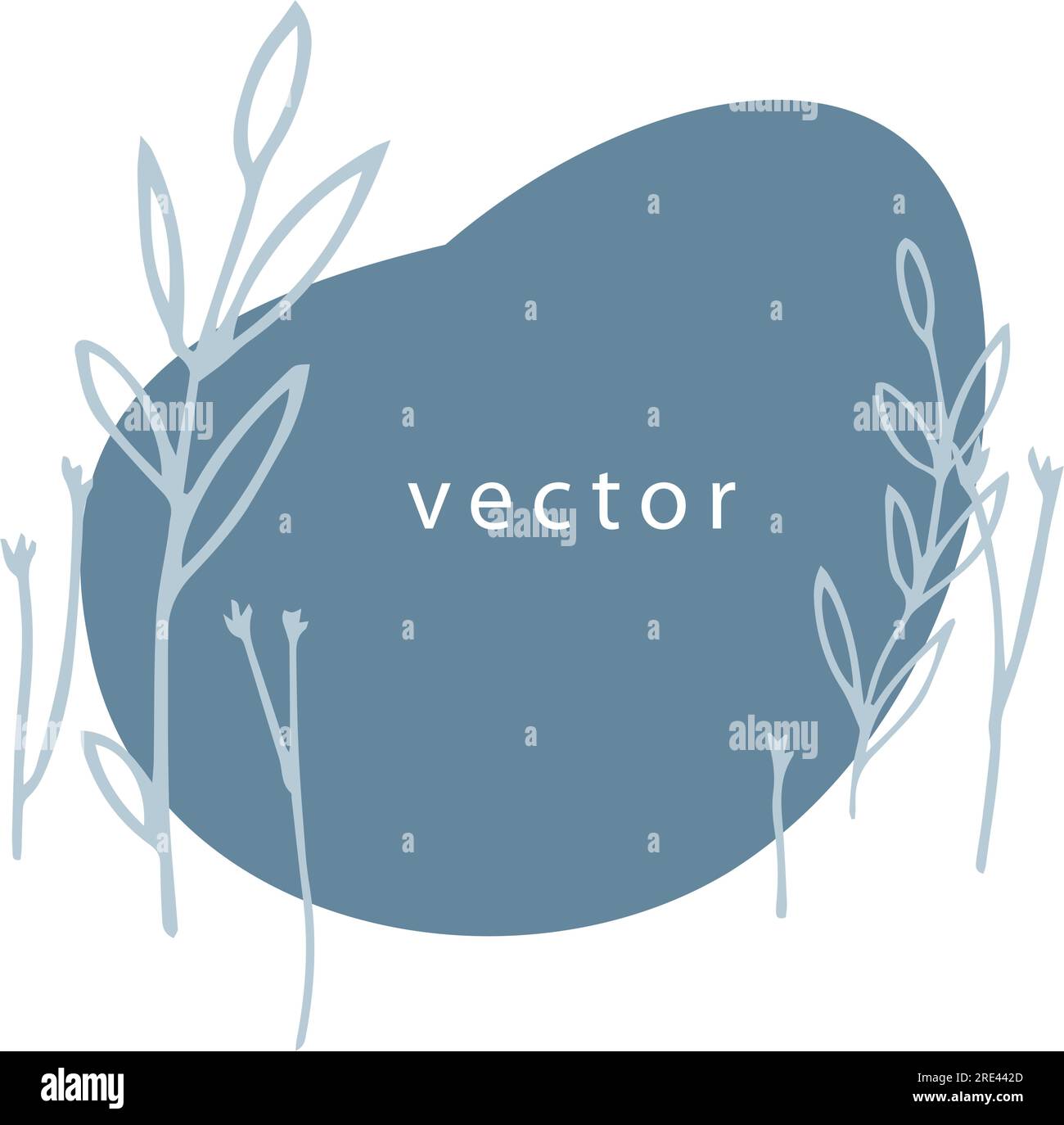 Minimalist flowers and leaves on floral banner with blot, isolated ...