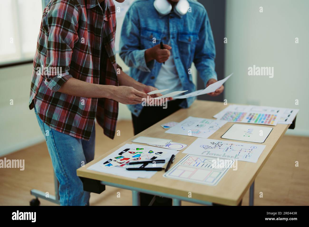 Group of asian creative team programing designers participate in all ...