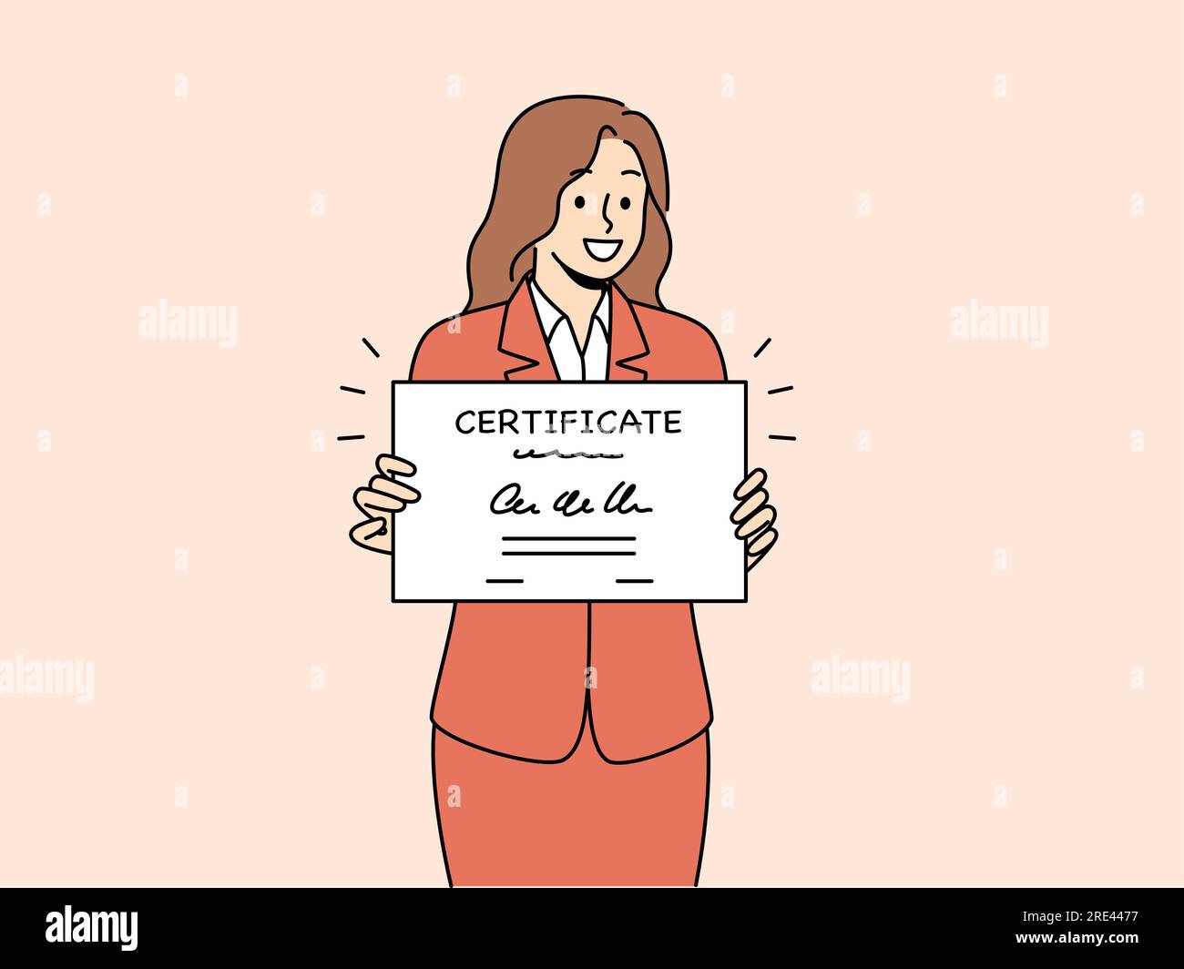 Business woman holds certificate confirming completion of professional ...