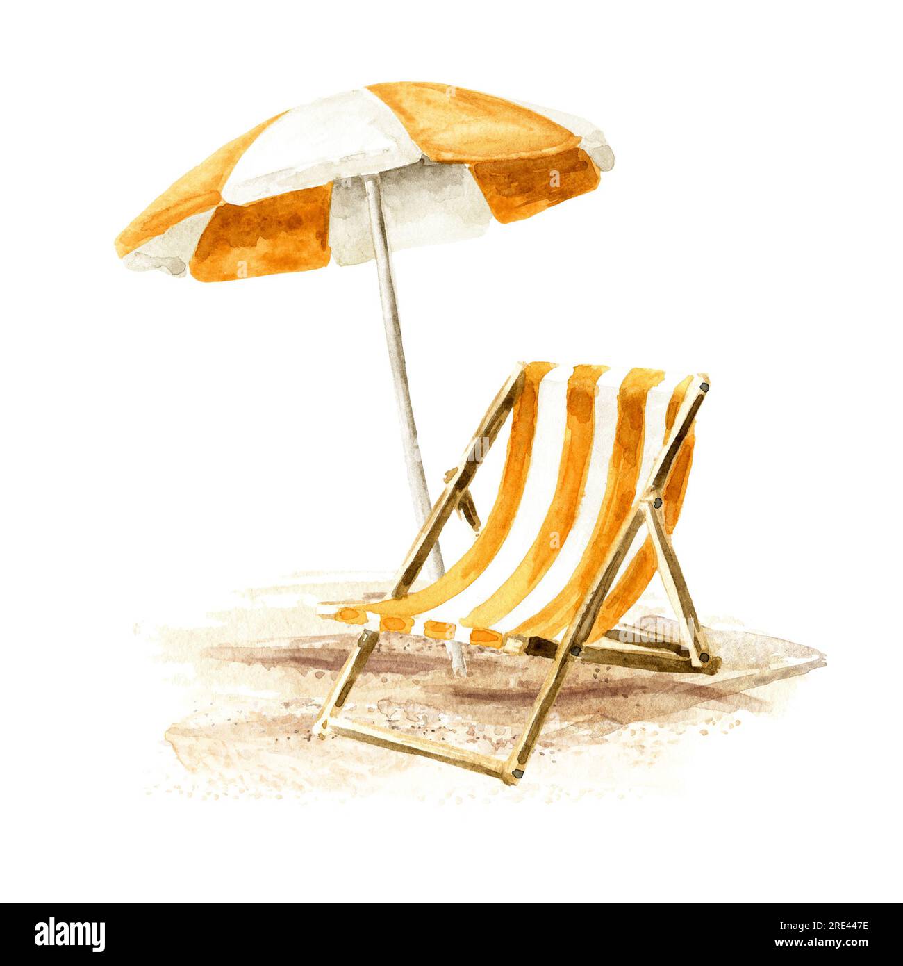 Beach chair and umbrella parasol. Summer vacation concept design ...