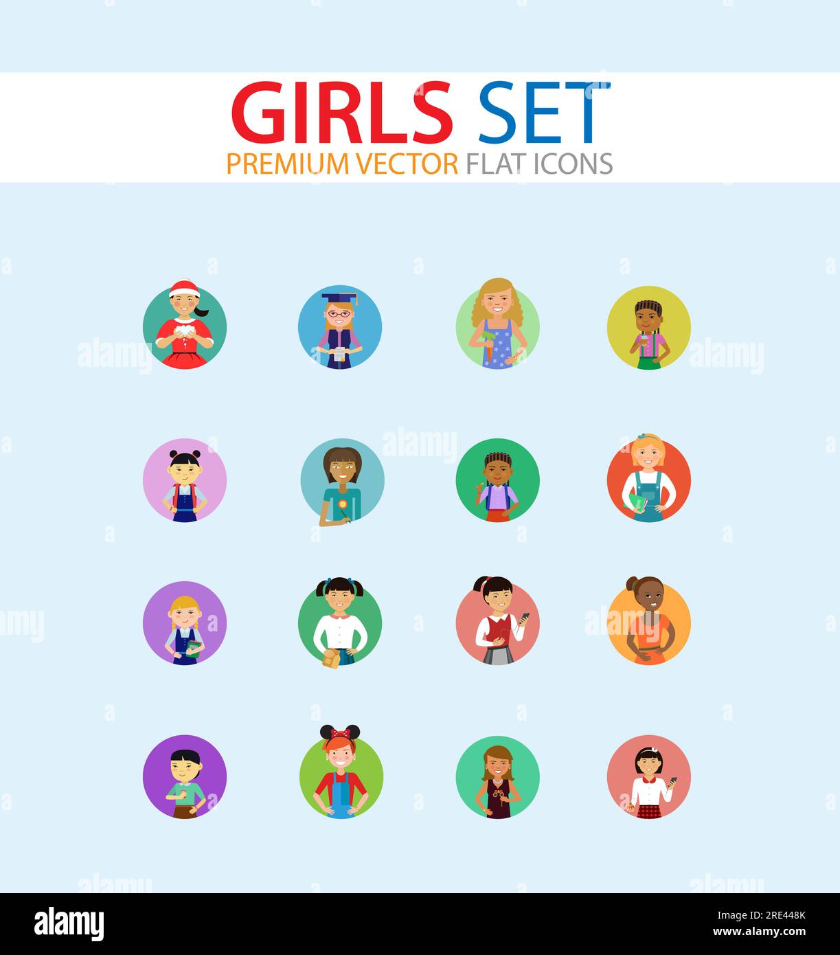 Girls Icons Set Stock Vector Image & Art - Alamy