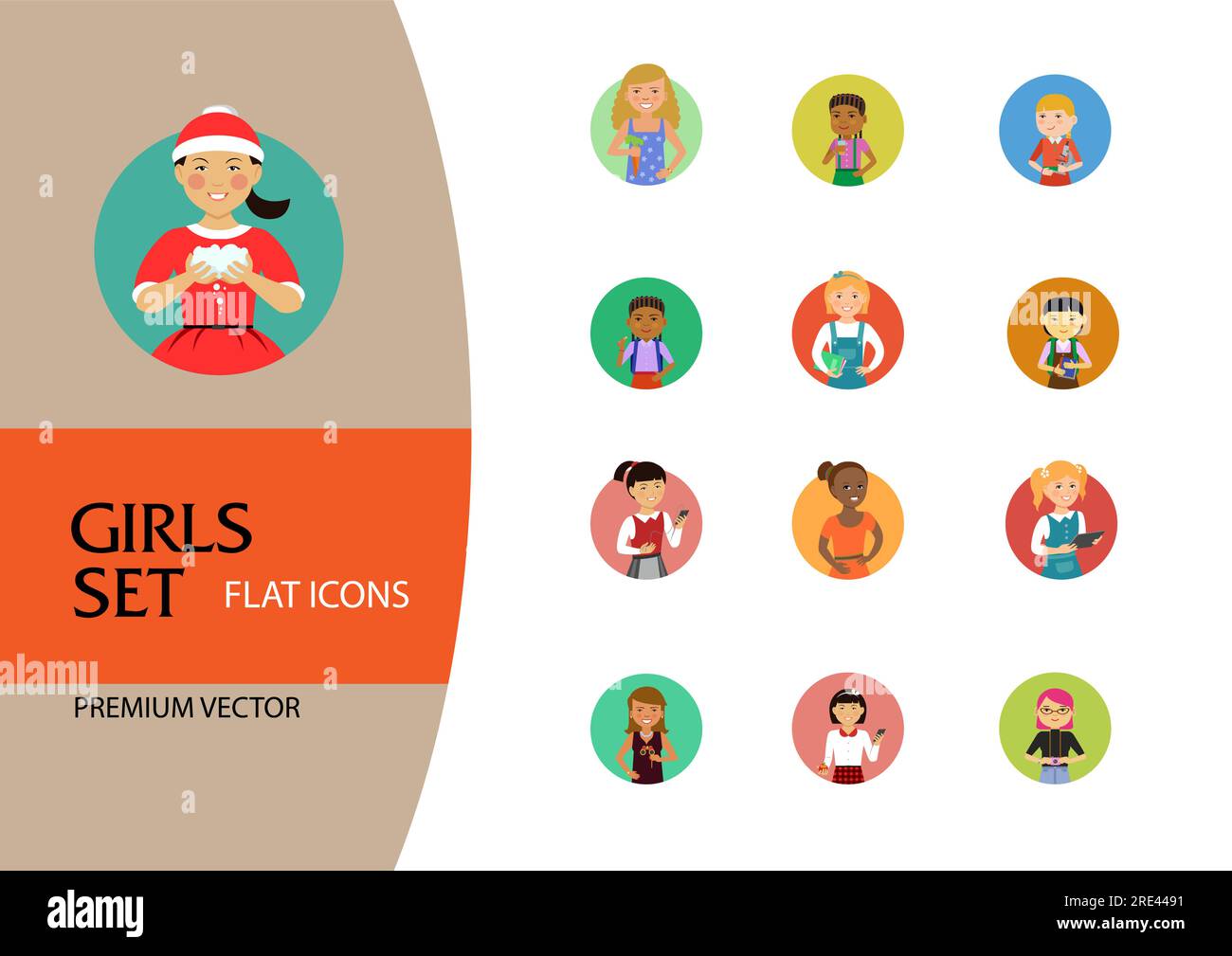 Girls Icons Set Stock Vector Image & Art - Alamy