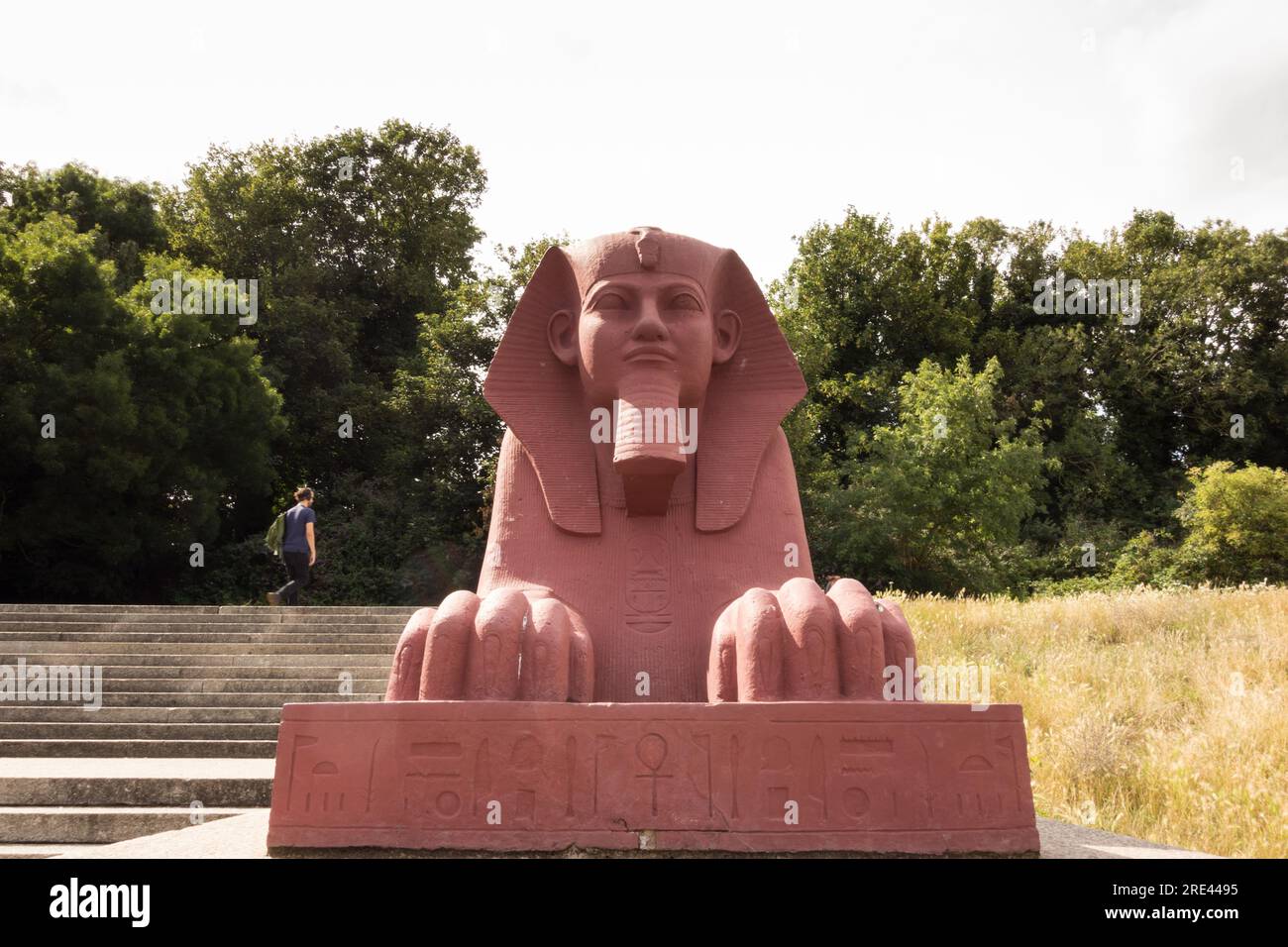 Crystal Palace Park terracotta red Sphinx statues, Upper Terrace, Anerley, London, SE19, England ...