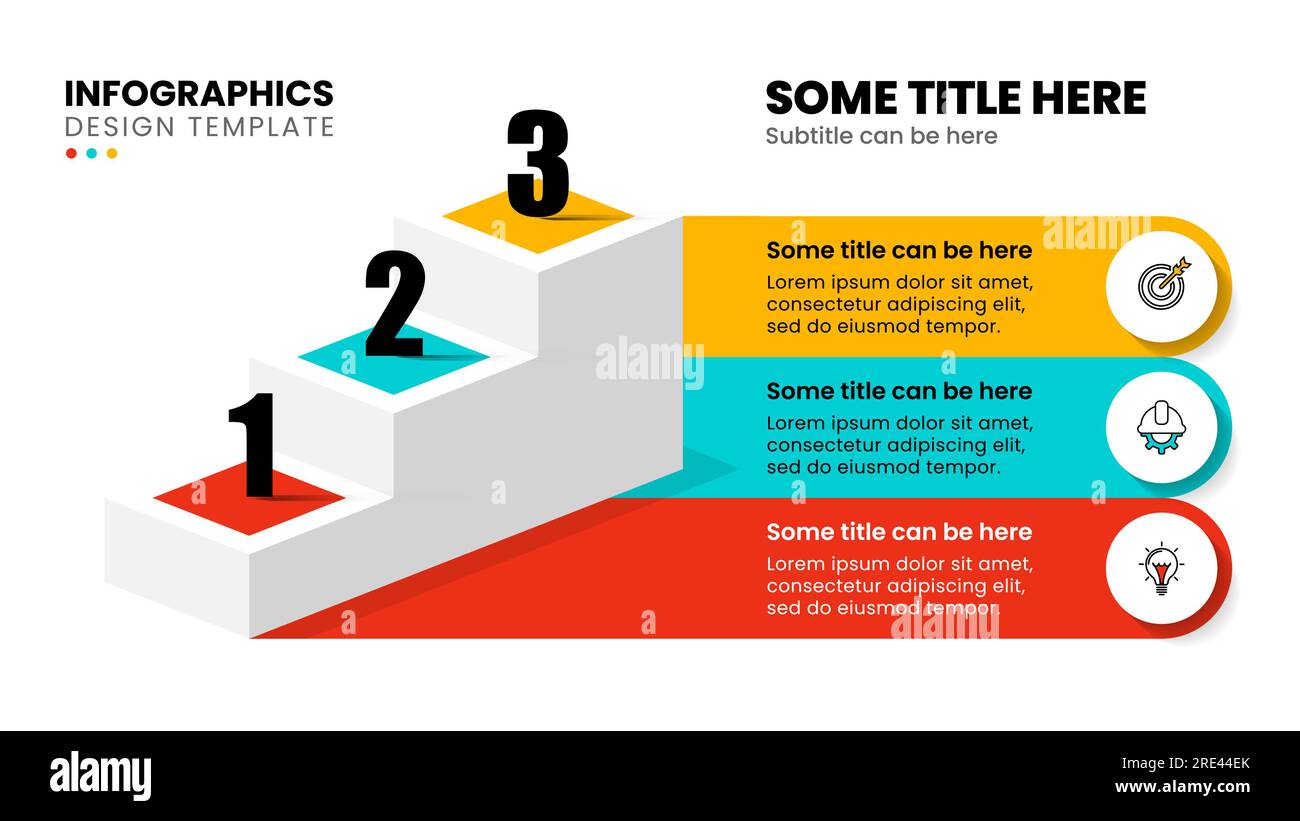 Infographic template with icons and 3 options or steps. Isometric stairs. Can be used for ...