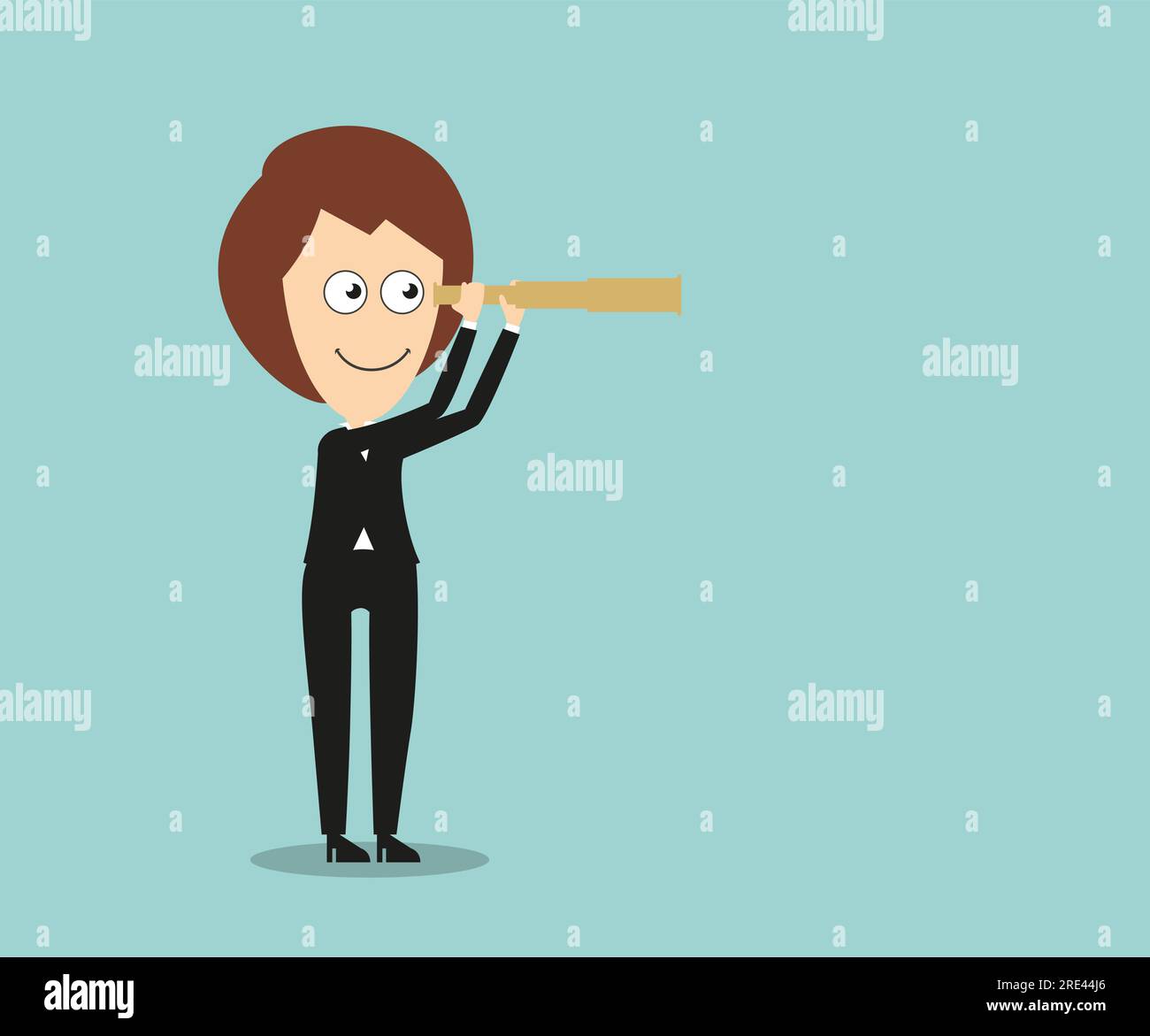 Confident business woman looking for ways to achieve goal through a ...