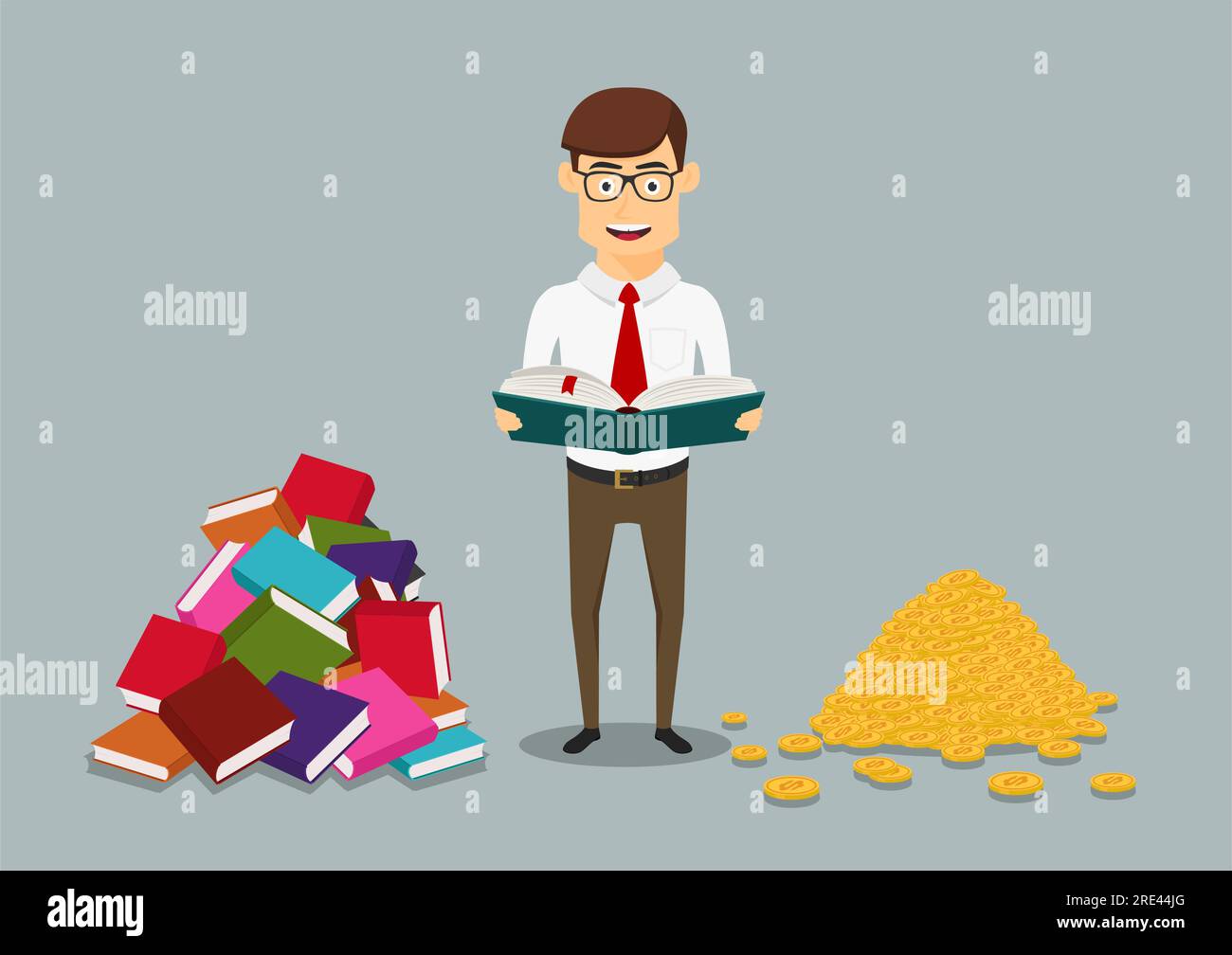 Knowledge is the key to success and richness concept design. Young ...