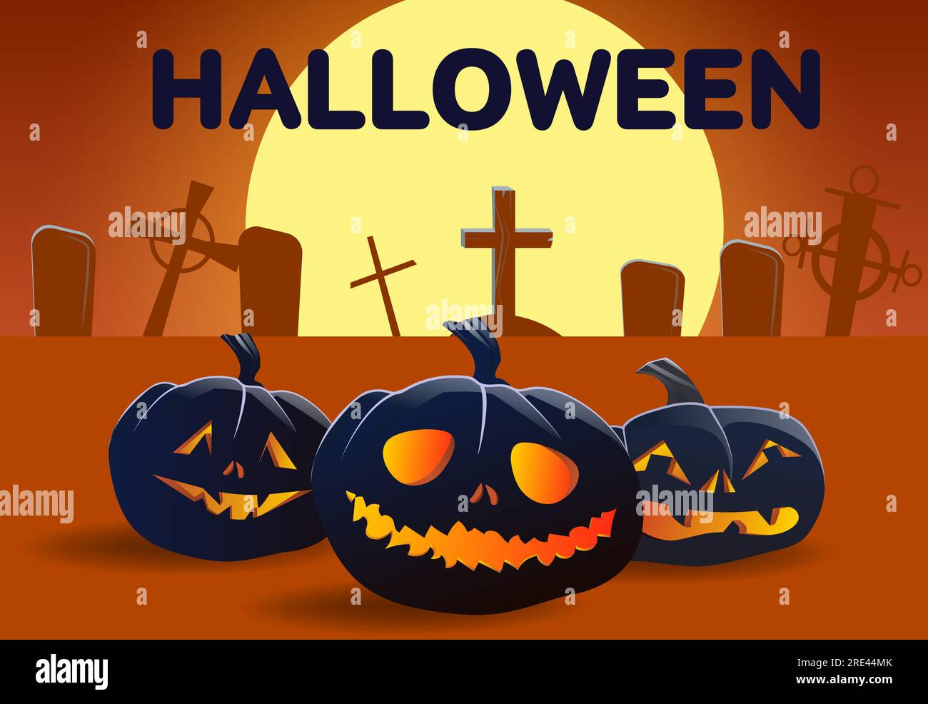 Halloween banner design. Terrifying blue pumpkins Stock Vector Image ...
