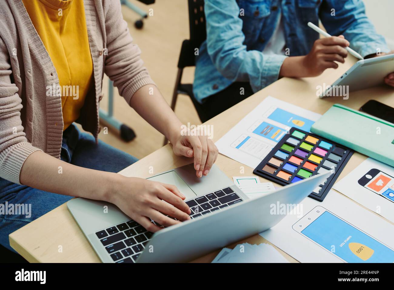 Group of asian creative team programing designers participate in all ...