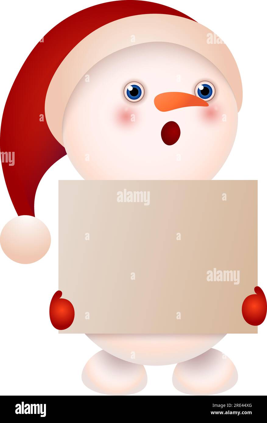 Surprised snowman holding banner vector illustration Stock Vector Image ...