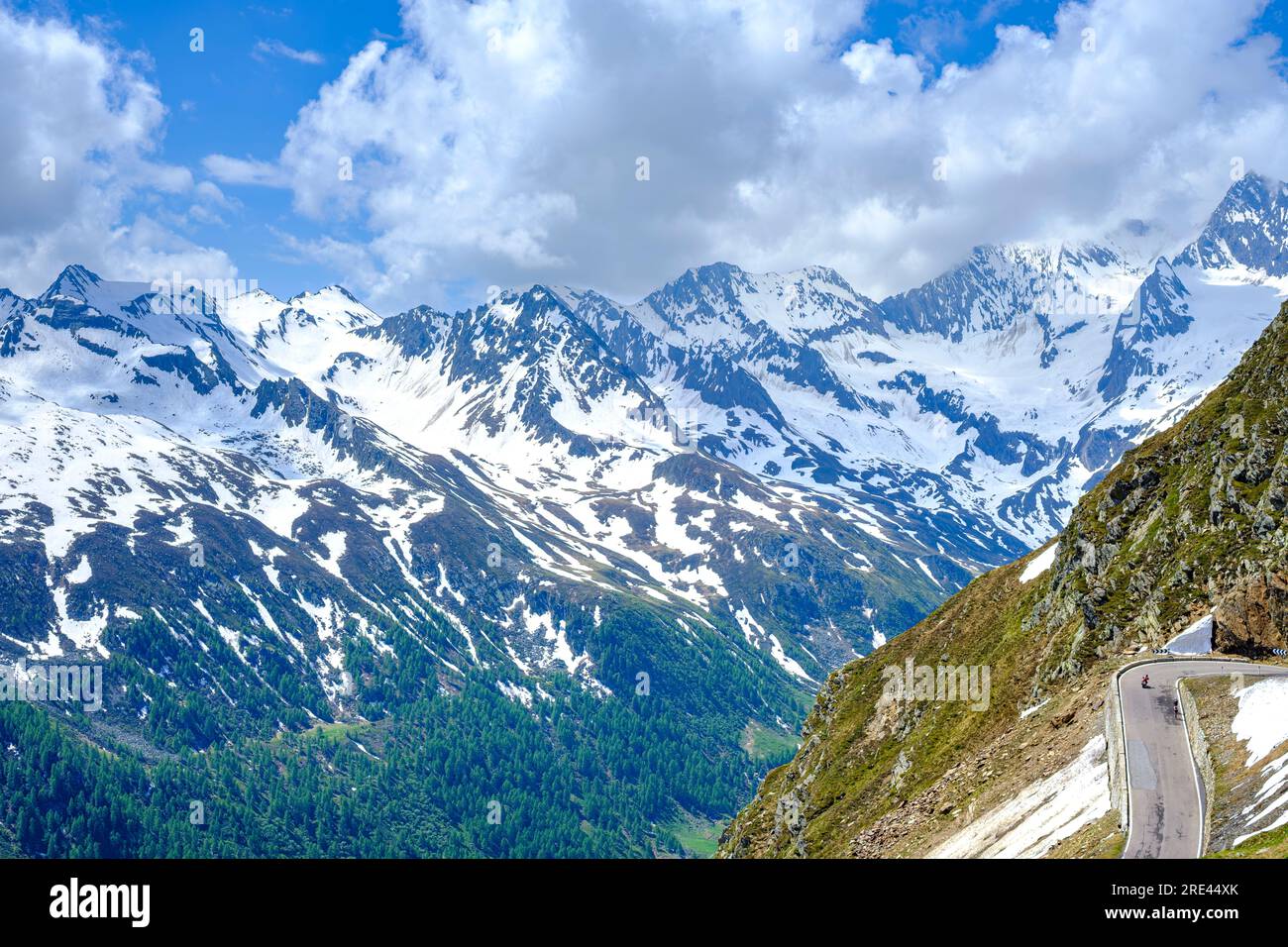 Mountain scenery with serpentines at Timmelsjoch, South Tyrol, Italy ...