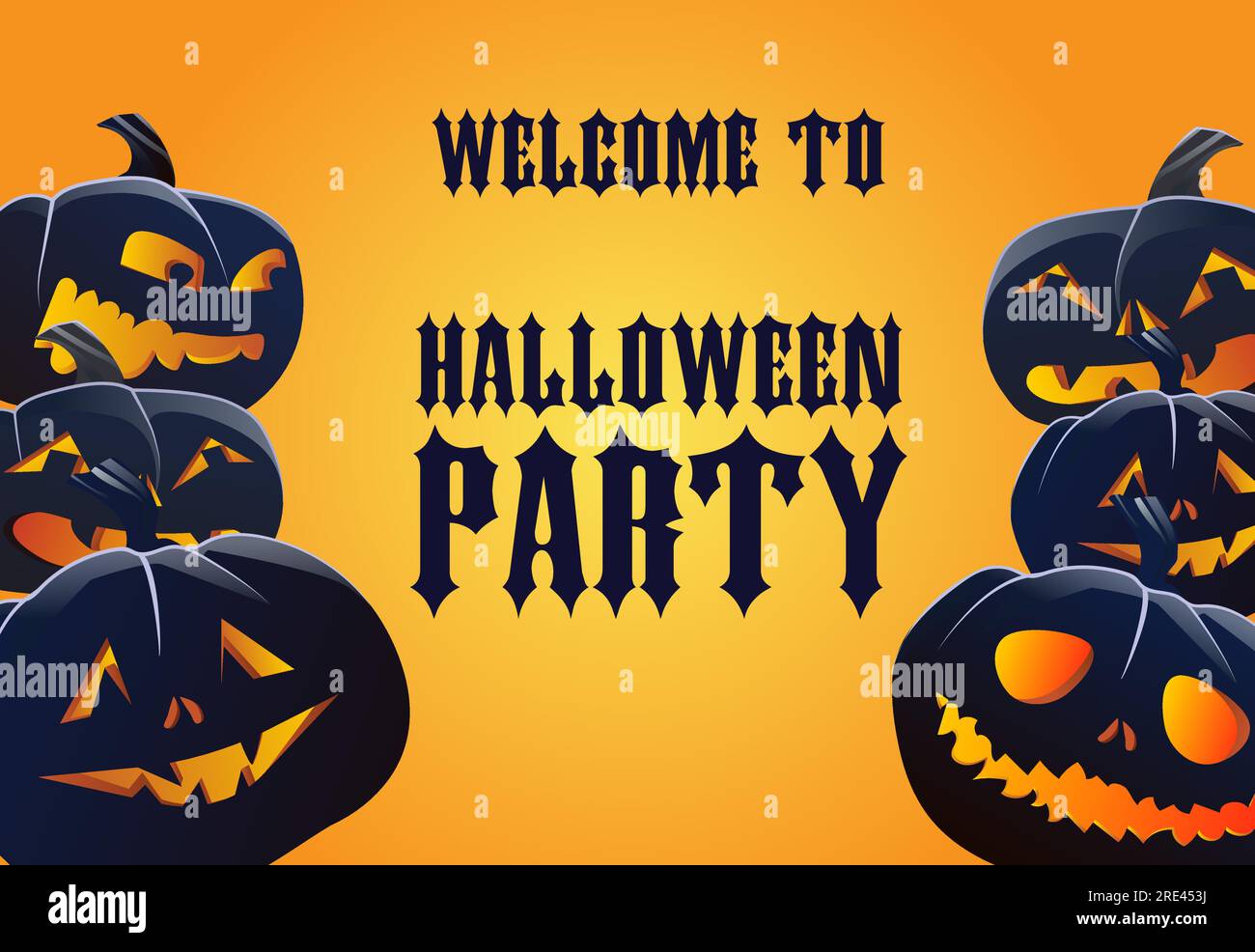 Halloween party invitation design. Terrifying dark pumpkins Stock ...