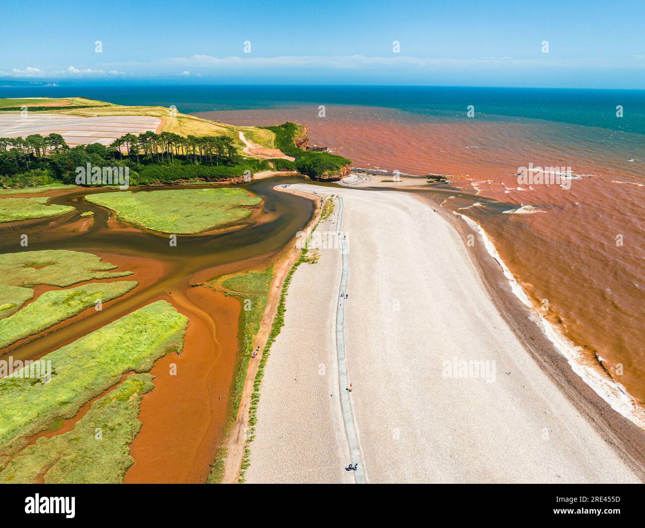 River Otter Estuary Nature Reserve from a drone, Budleigh Salterton ...