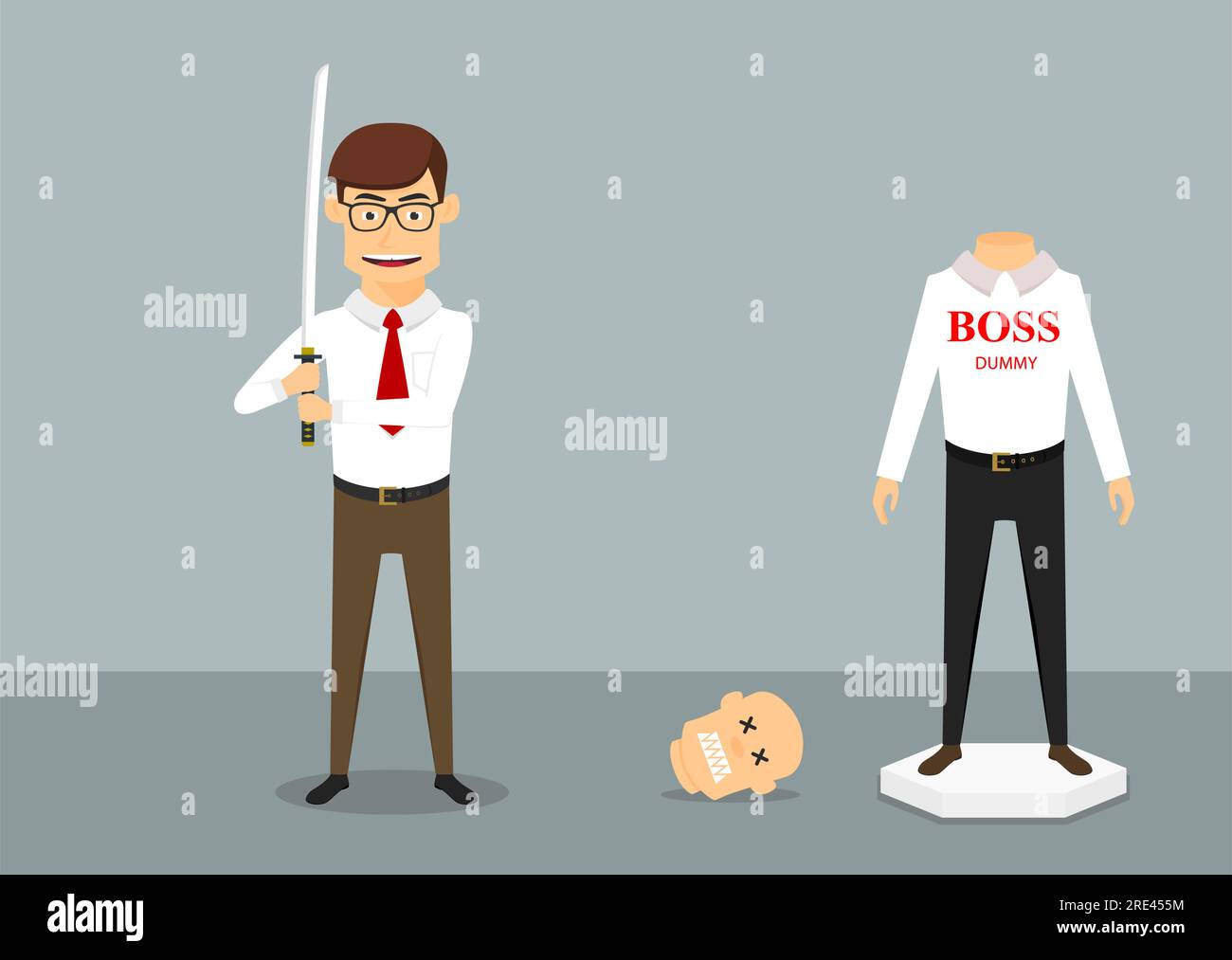 Cartoon businessman is relaxing after a bad day in office and cut off a ...