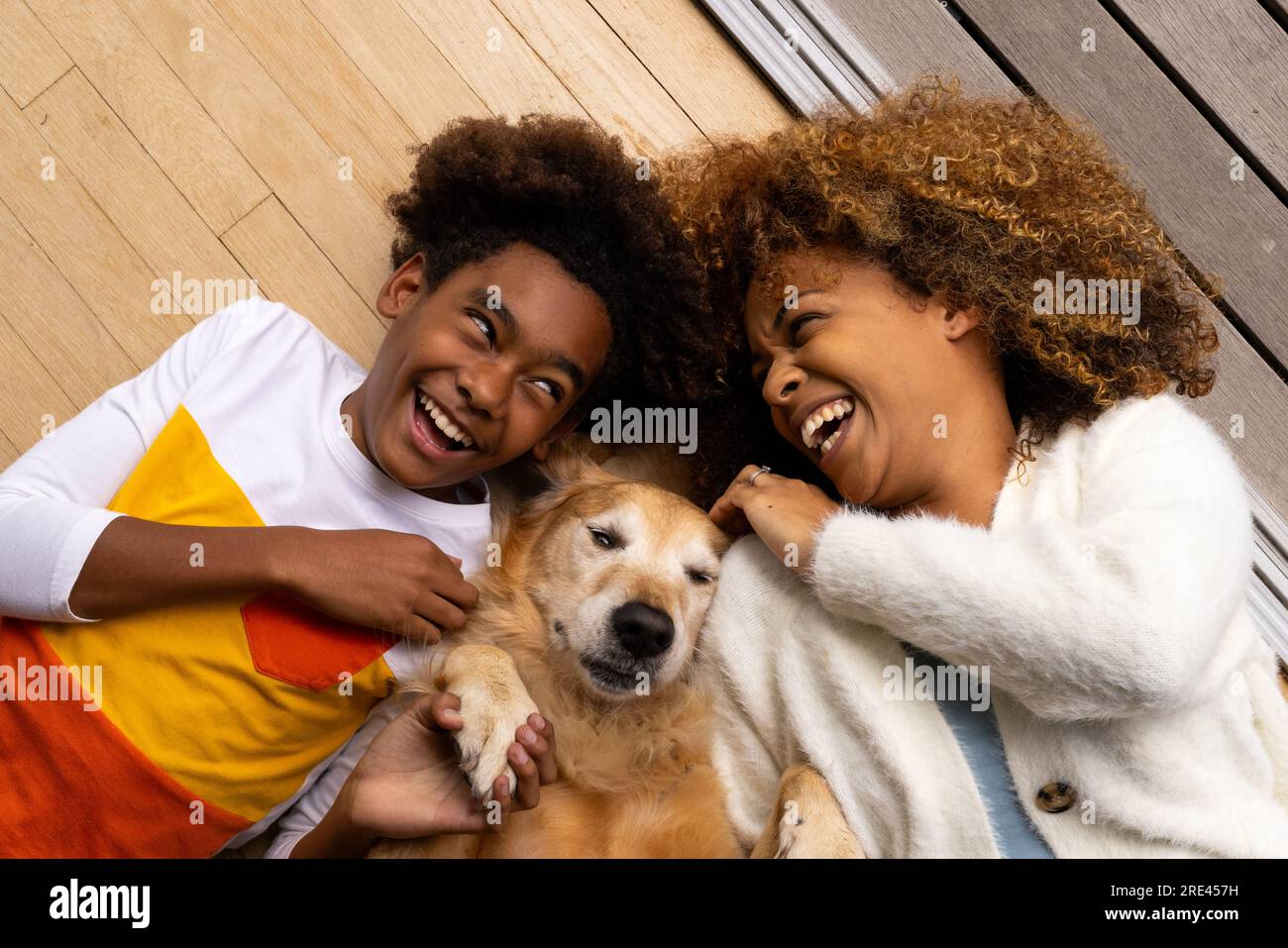African American Family And Pet