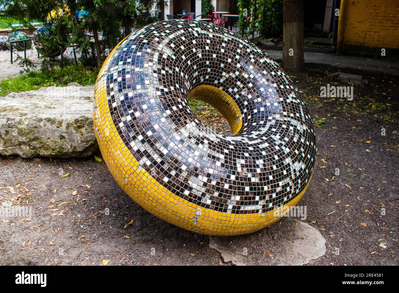 Abstract sculptures and mosaics in Park Lanscape Alley, a charming ...