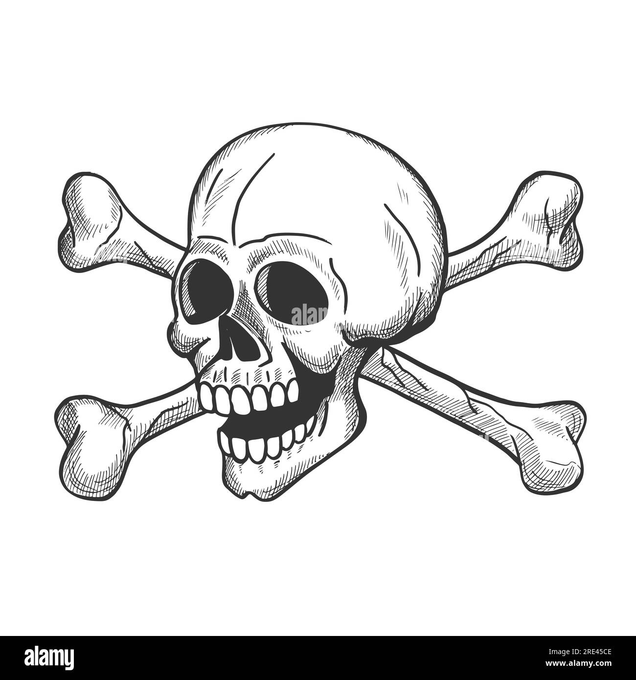 Skull and crossbones sketch of death danger symbol. Evil pirate flag ... Skull and crossbones sketch of death danger symbol. Evil pirate flag ...