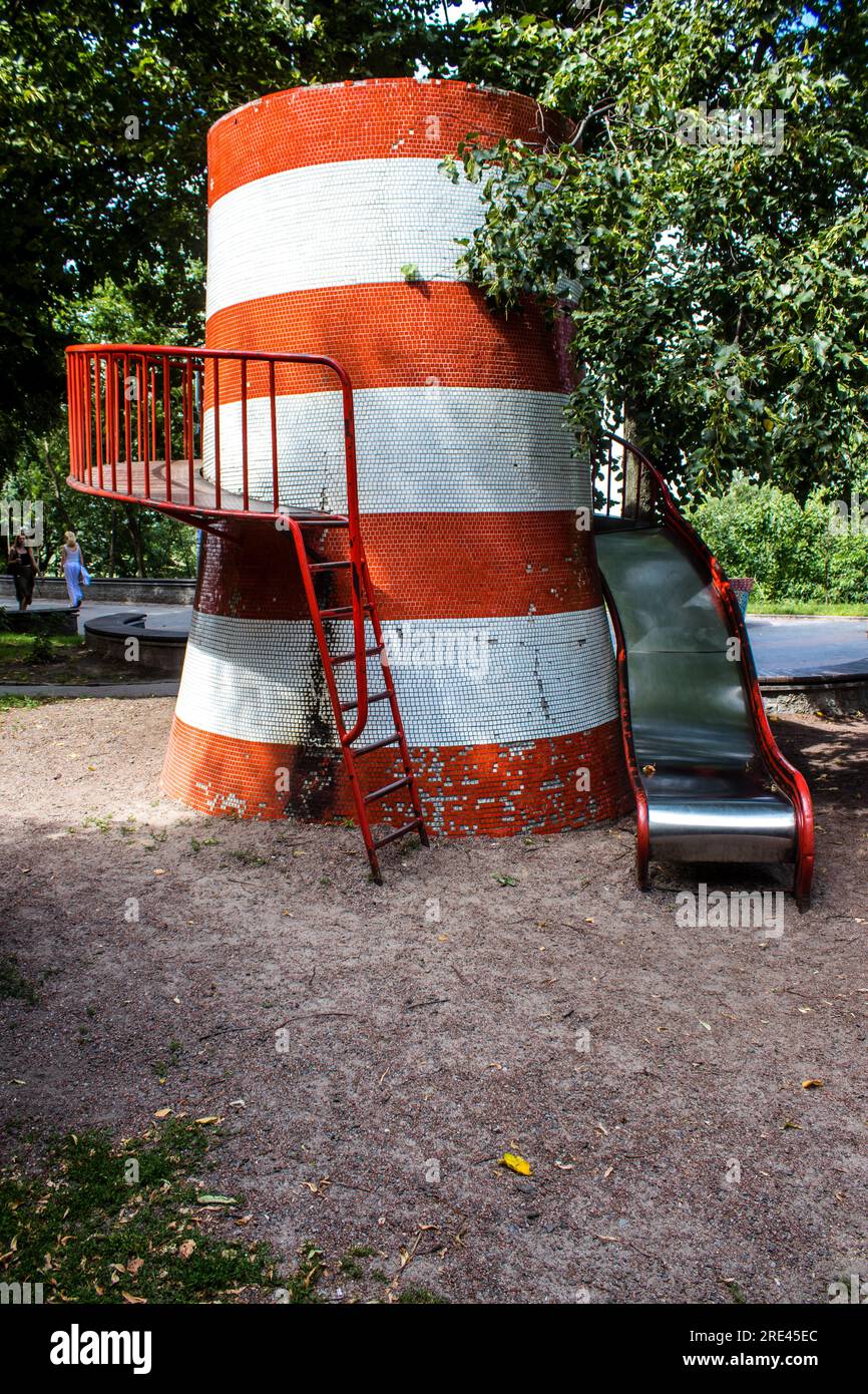 Abstract sculptures and mosaics in Park Lanscape Alley, a charming ...
