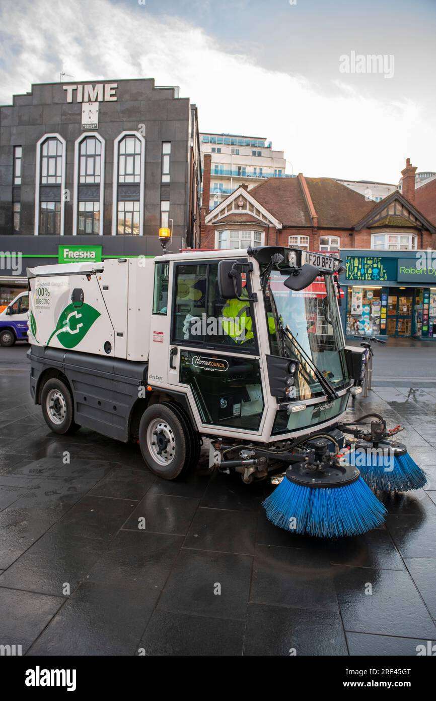 Electric road sweeper from manufacturer Aebi Schmidt in Harrow streets ...