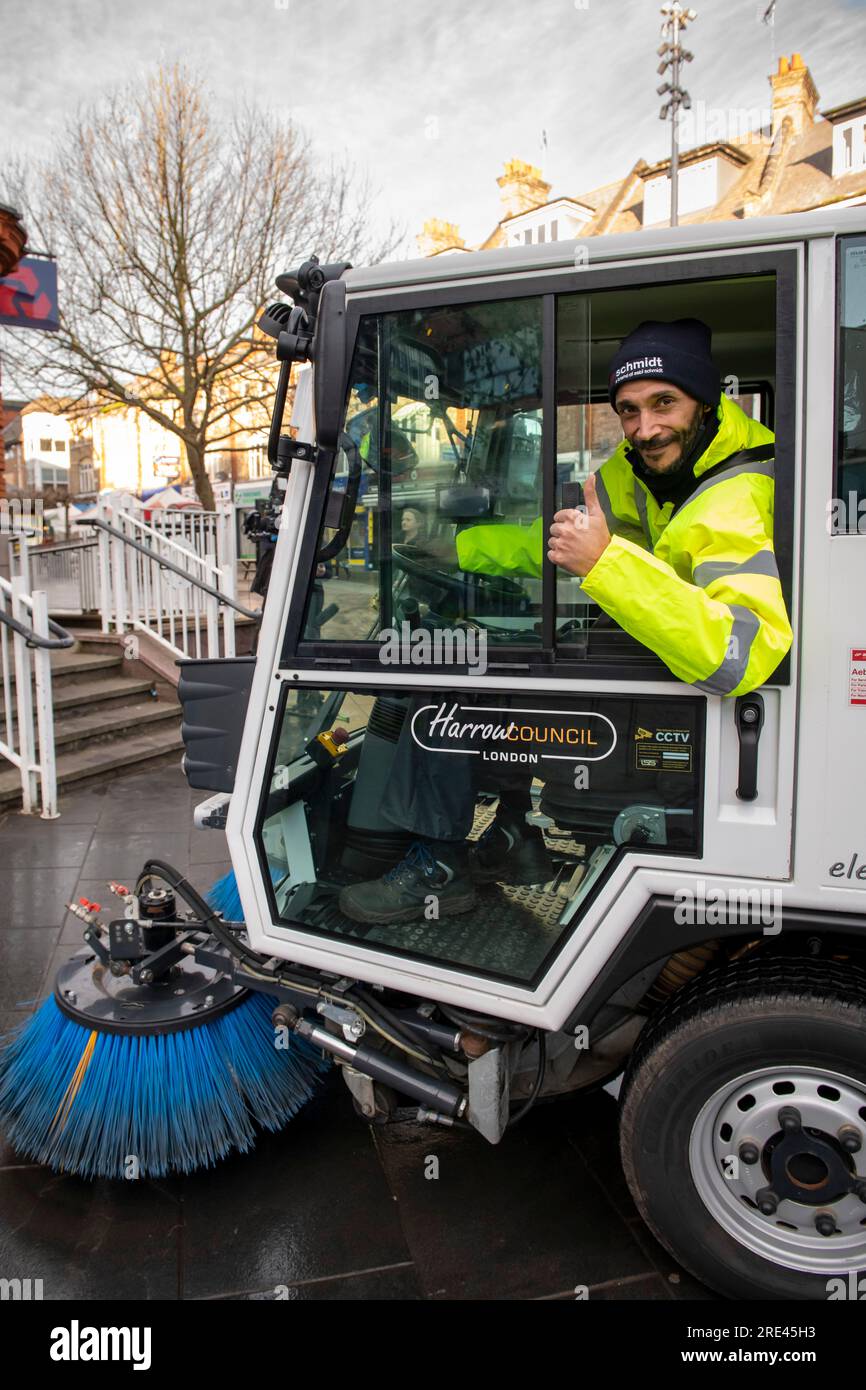 Electric road sweeper from manufacturer Aebi Schmidt in Harrow streets ...