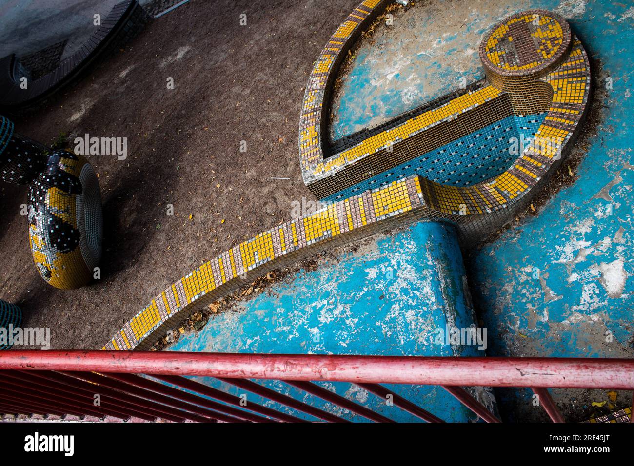 Abstract sculptures and mosaics in Park Lanscape Alley, a charming ...