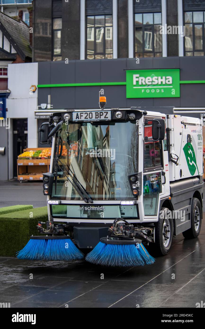 Electric road sweeper from manufacturer Aebi Schmidt in Harrow streets ...