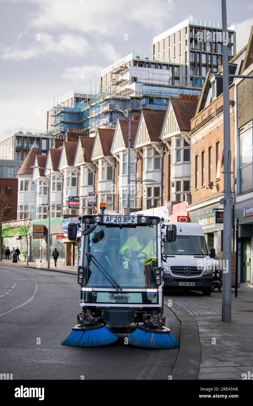 Electric road sweeper from manufacturer Aebi Schmidt in Harrow streets ...