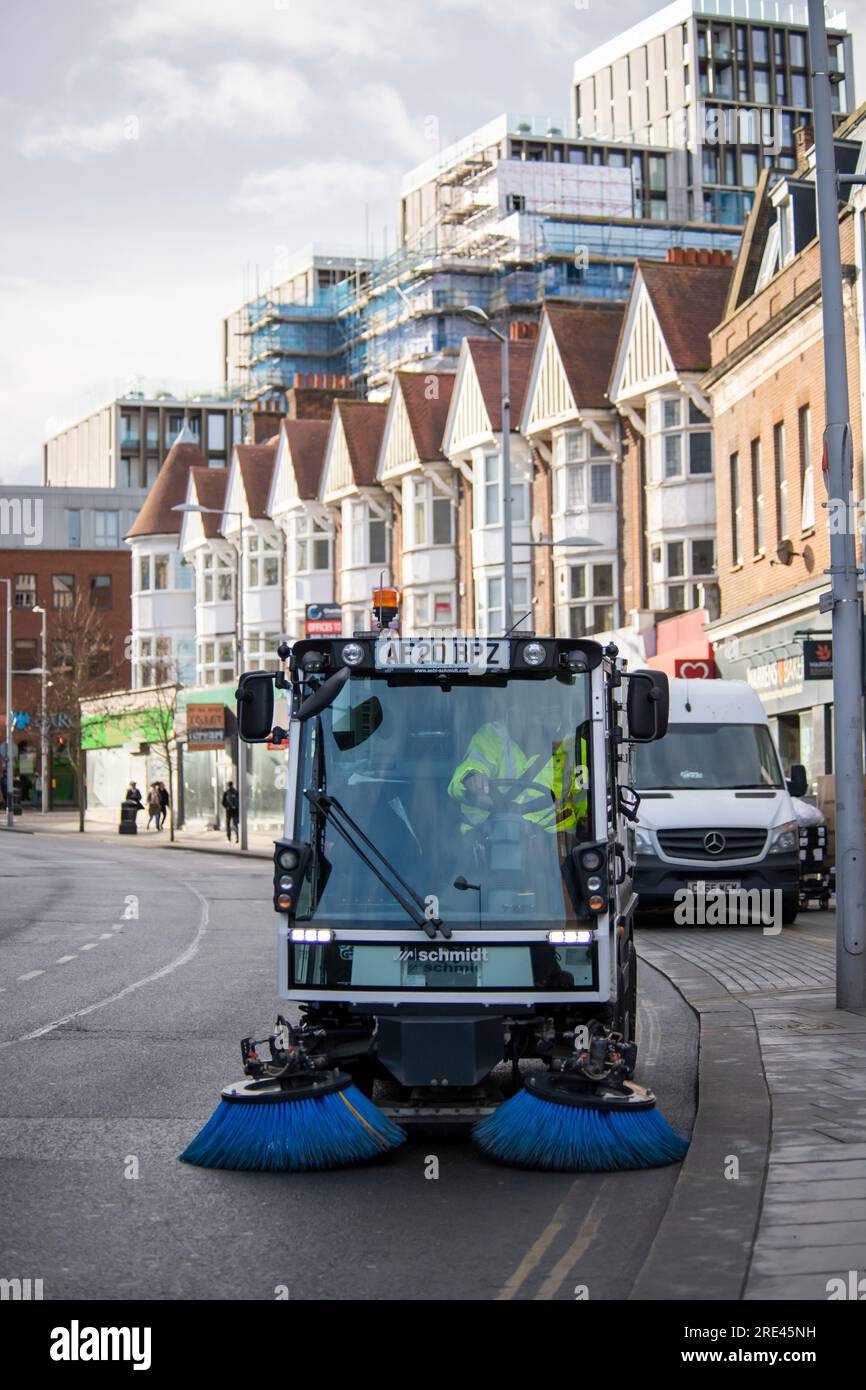 Electric road sweeper from manufacturer Aebi Schmidt in Harrow streets ...
