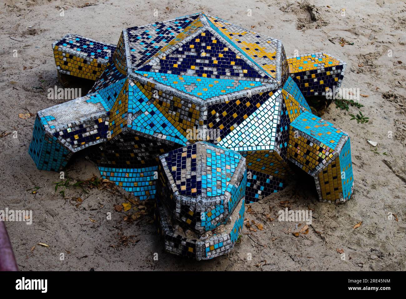 Abstract sculptures and mosaics in Park Lanscape Alley, a charming ...