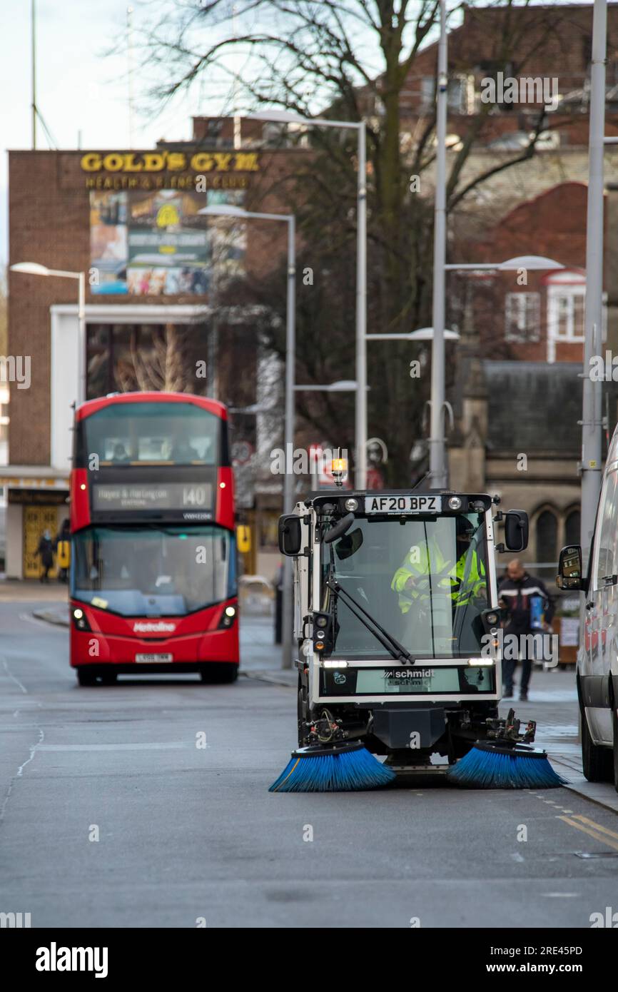 Electric road sweeper from manufacturer Aebi Schmidt in Harrow streets ...