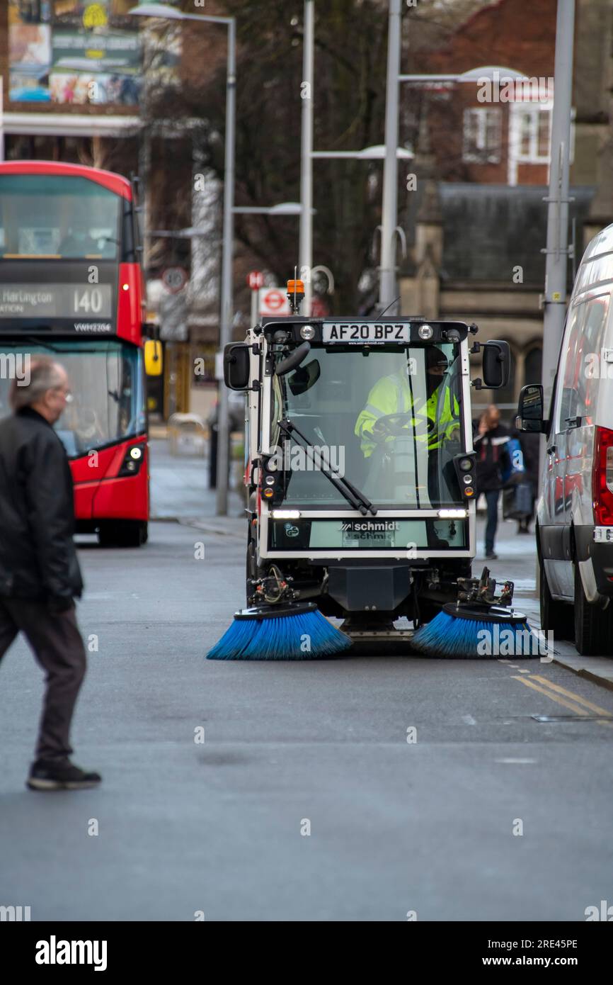 Electric road sweeper from manufacturer Aebi Schmidt in Harrow streets ...