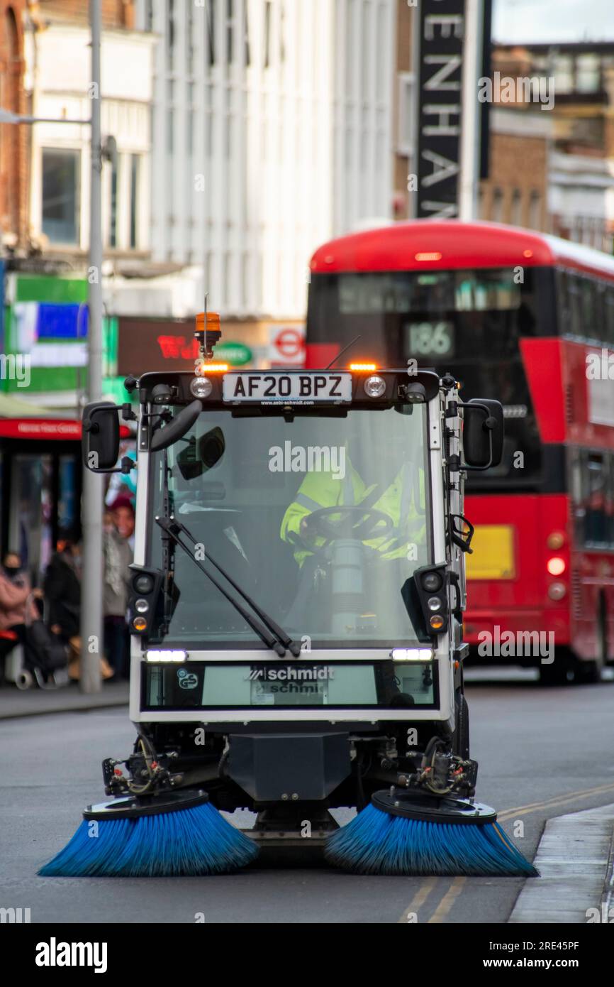 Electric road sweeper from manufacturer Aebi Schmidt in Harrow streets ...