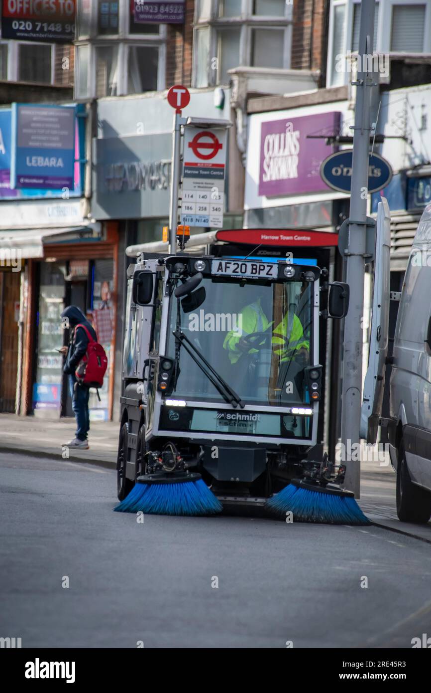 Electric road sweeper from manufacturer Aebi Schmidt in Harrow streets ...