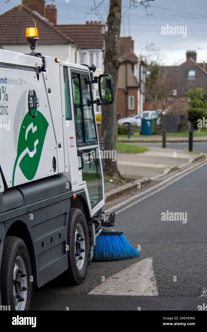 Electric road sweeper from manufacturer Aebi Schmidt in Harrow streets ...
