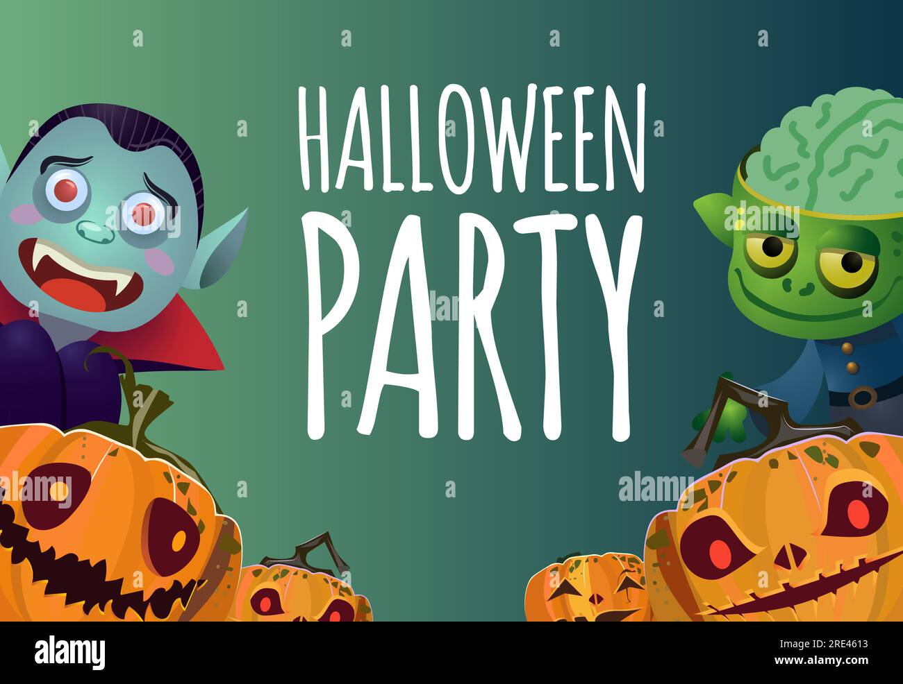 Halloween party invitation design. Spooky characters Stock Vector Image ...