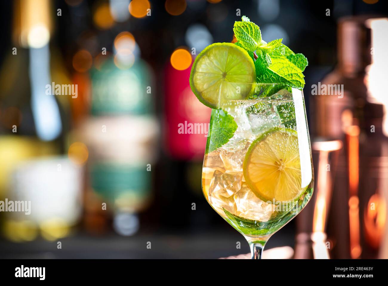 Hugo spritz alcoholic cocktail drink with dry sparkling wine or ...