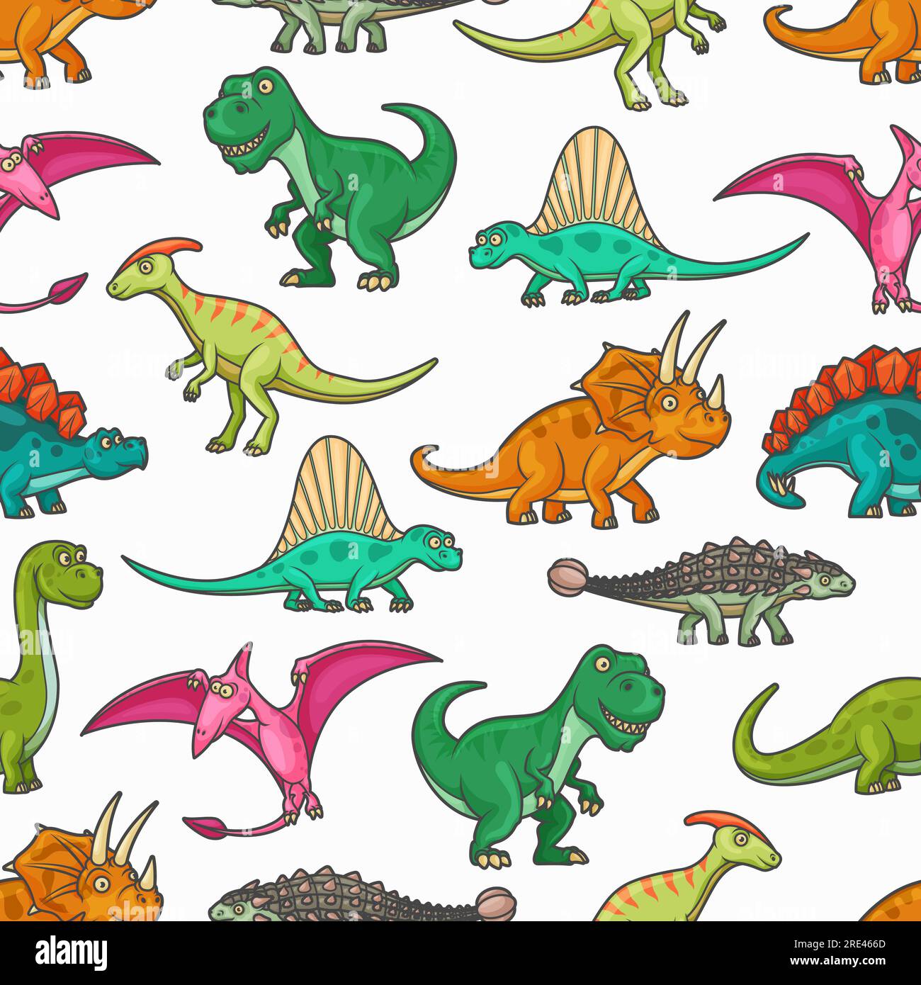 Dinosaur jurassic animals seamless pattern. Vector background with ...