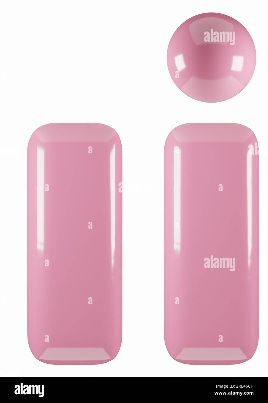 Inflated glossy pink letter I uppercase illustration. 3D render of latex bubble font with glint ...