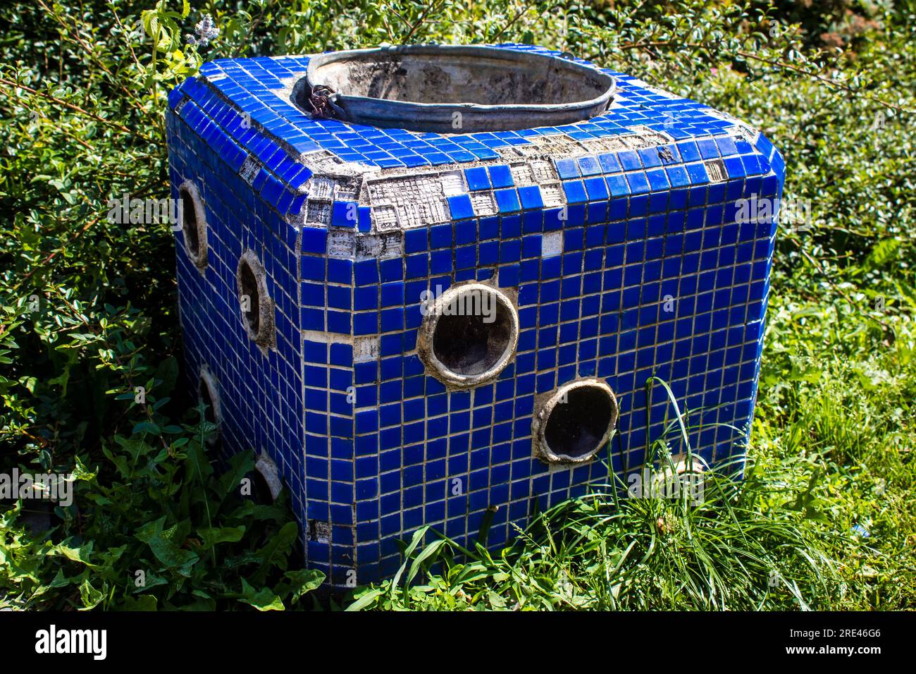 Abstract sculptures and mosaics in Park Lanscape Alley, a charming ...